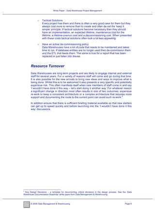 White Paper - Data Warehouse Project Management | PDF