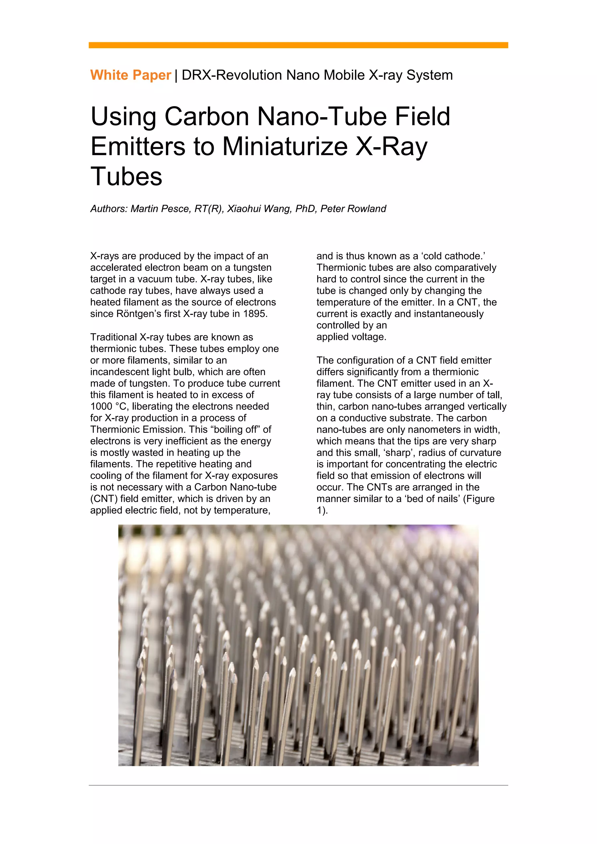 Using Carbon Nano-Tube Field Emitters to Miniaturize X-Ray Tubes | PDF | Chemistry | Science