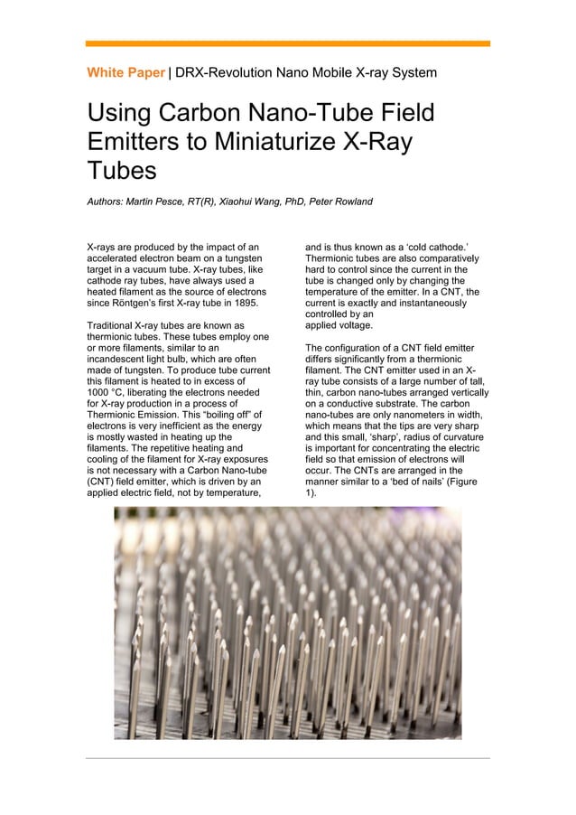 Using Carbon Nano-Tube Field Emitters to Miniaturize X-Ray Tubes | PDF ...