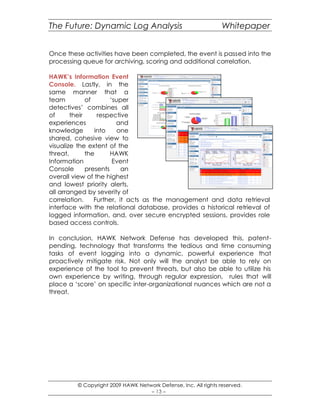Whitepaper Dynamic Log Analysis The Future 032510 Final | PDF
