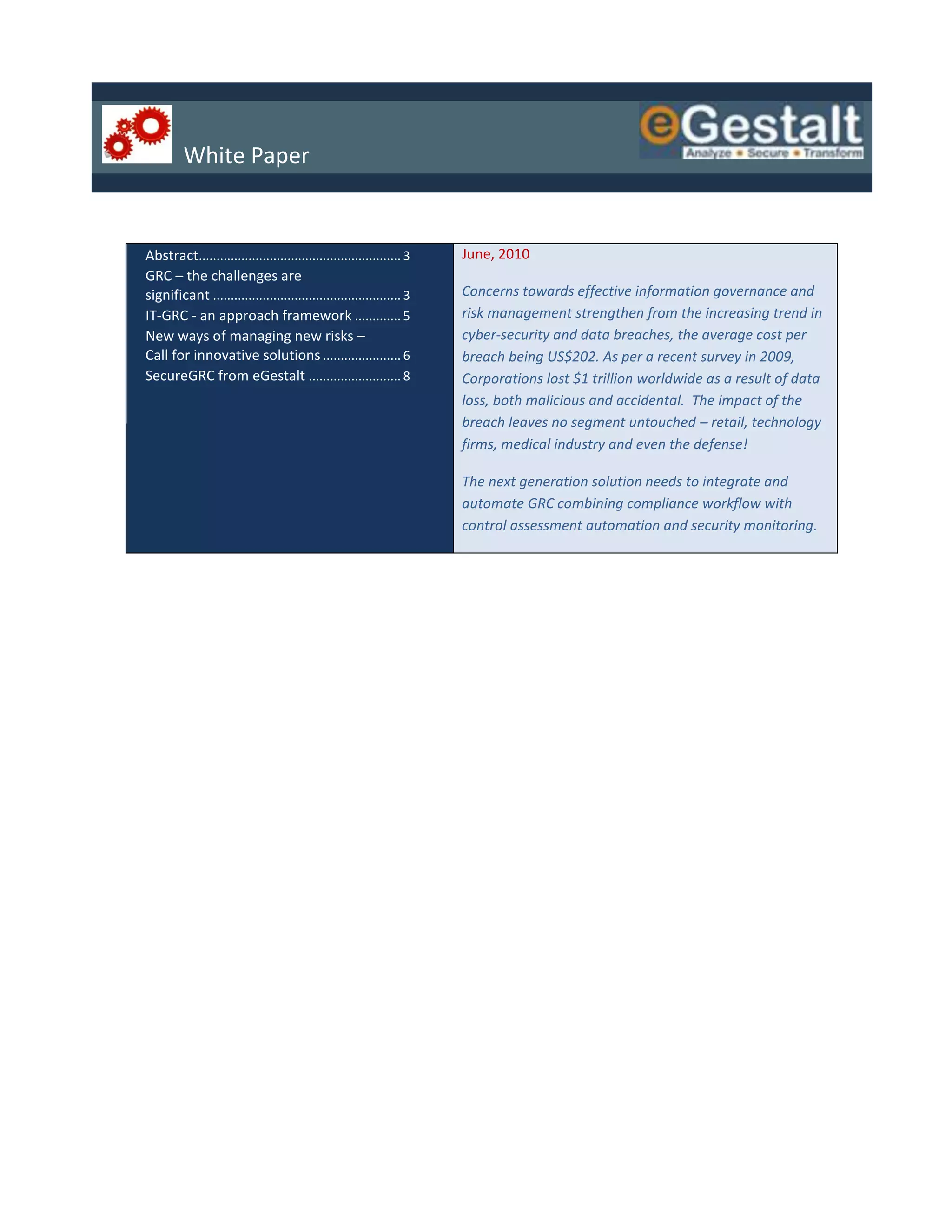 SecureGRC: Unification of Security Monitoring and IT-GRC | PDF