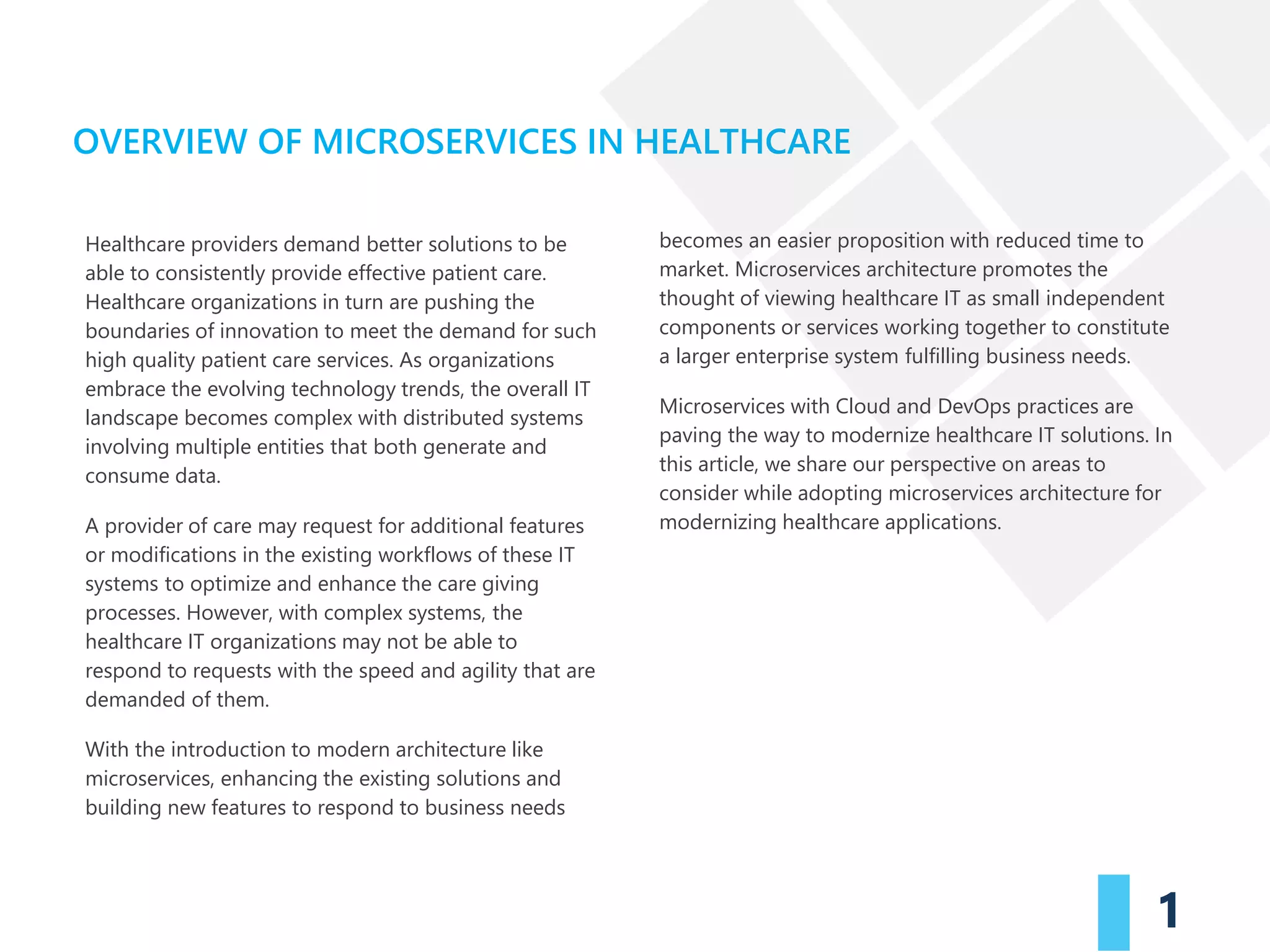 Microservices: A Step Towards Modernizing Healthcare Applications | PPTX