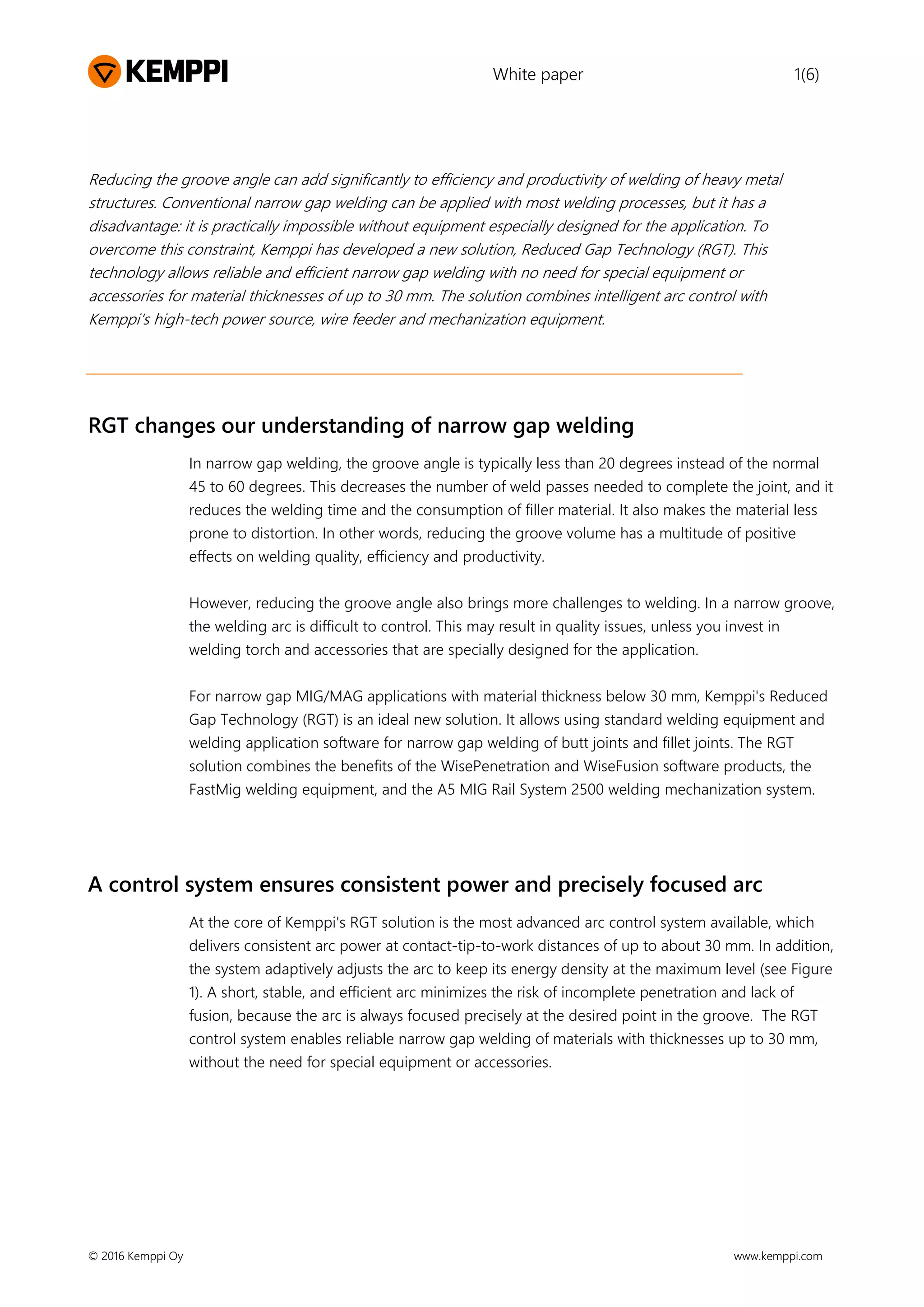 Kemppi's Reduced Gap Technology (RGT) challenges conventional joint ...