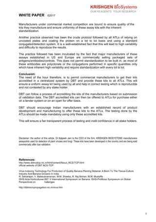 White Paper : Need for Standardization of Tests for Plant Viruses | PDF