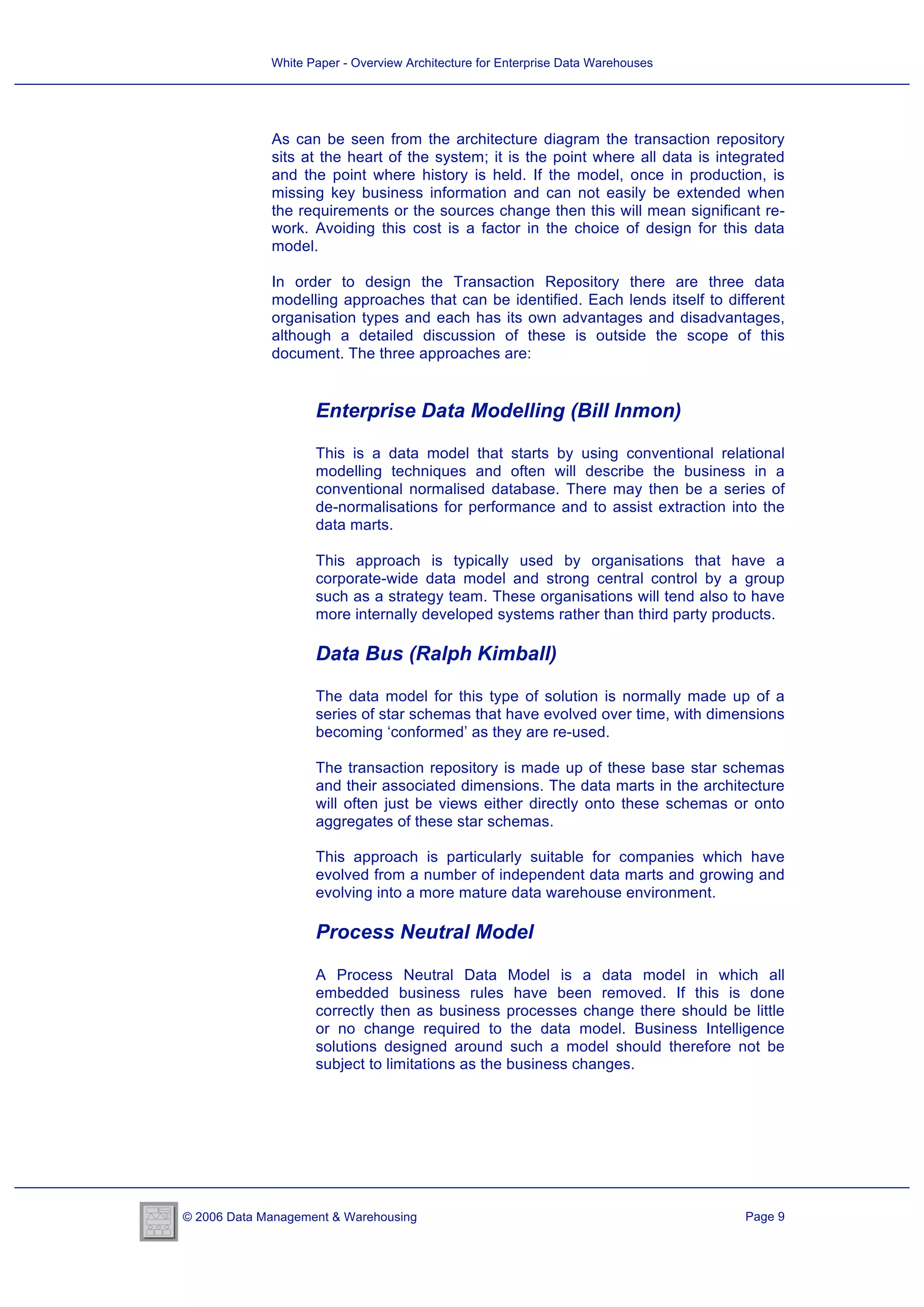 White Paper - Overview Architecture For Enterprise Data Warehouses | PDF | Databases | Computer ...