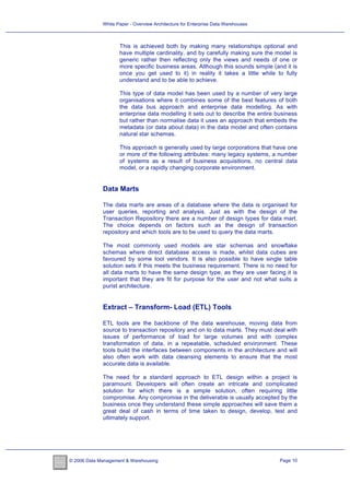 White Paper - Overview Architecture For Enterprise Data Warehouses ...