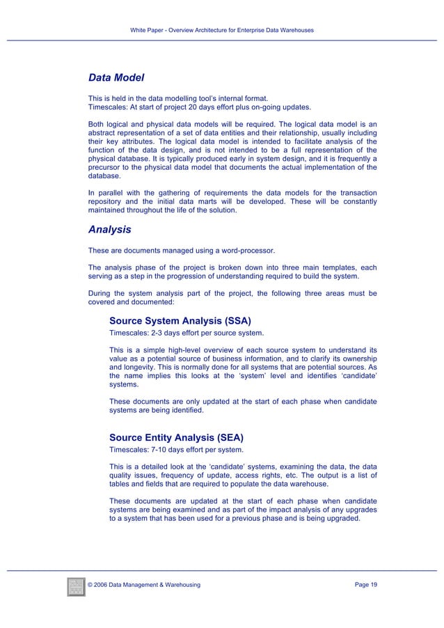 White Paper - Overview Architecture For Enterprise Data Warehouses | PDF | Databases | Computer ...