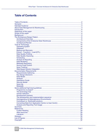 White Paper - Overview Architecture For Enterprise Data Warehouses | PDF | Databases | Computer ...