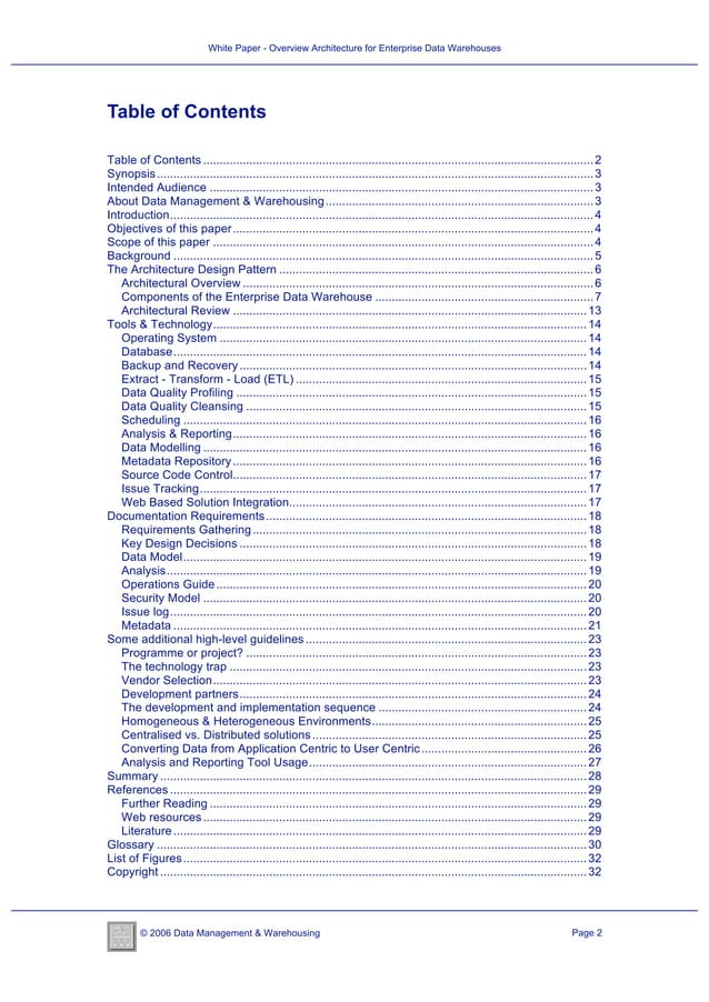 White Paper - Overview Architecture For Enterprise Data Warehouses | PDF | Databases | Computer ...
