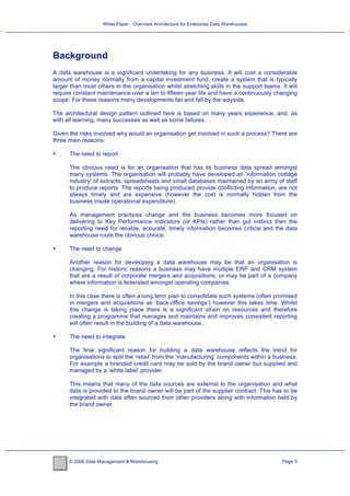 White Paper - Overview Architecture For Enterprise Data Warehouses ...