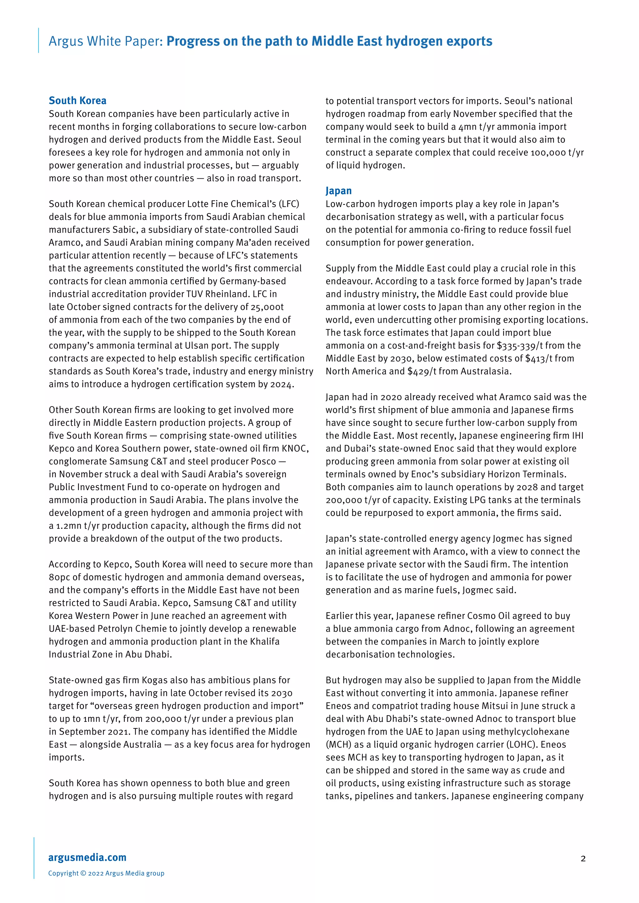 Middle East H2 exports | PDF | Power and Energy Industry | Industries