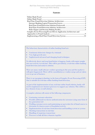 Whitepaper Real Time Transaction Analysis And Fraudulent Transaction ...