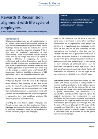 Rewards & recognition alignment with Life-cycle of Employees | PDF