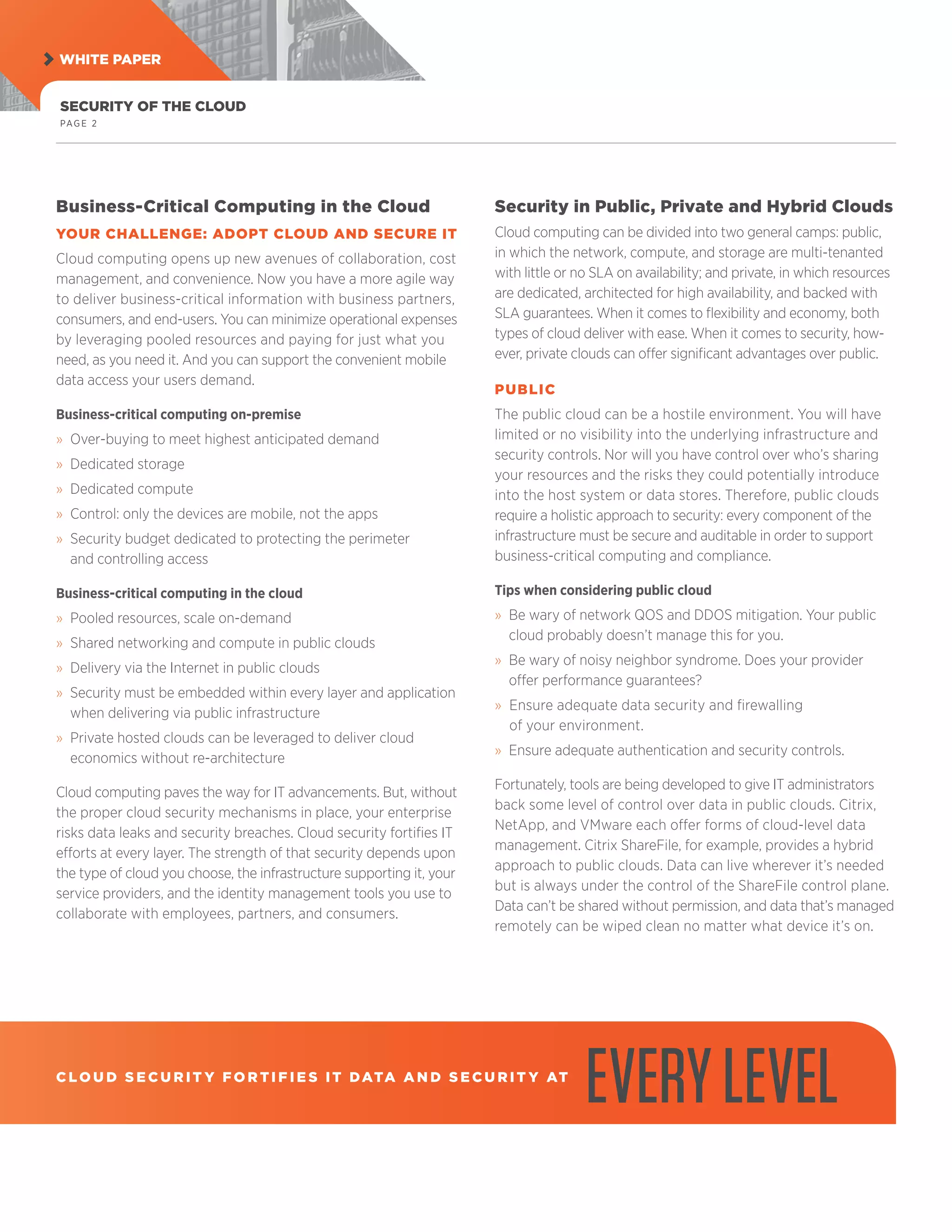 Whitepaper: Security of the Cloud | PDF