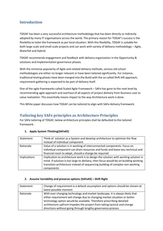 White paper tailoring togaf for SAFe delivery v1.0 | PDF