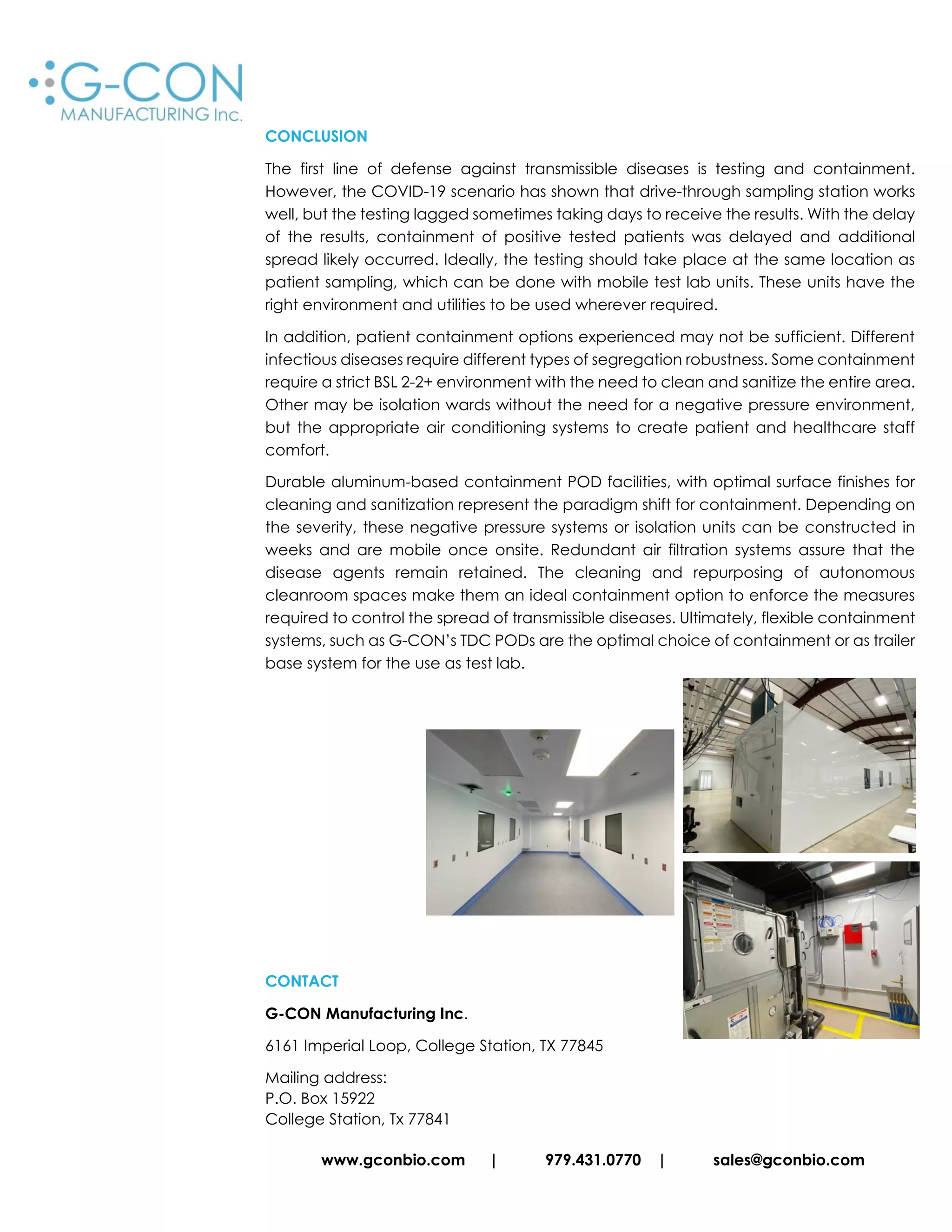 White paper 2020: G-CON's Transmissible Disease Defense Units | PDF