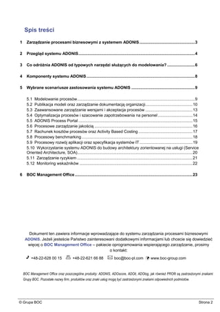 ADONIS - funkcjonalnosci i scenariusze zastosowania | PDF