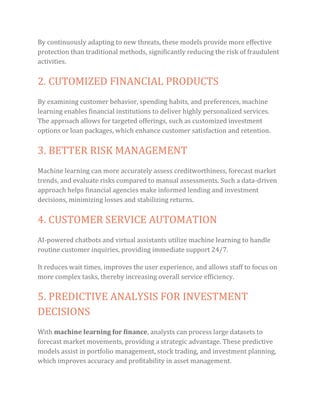 Whitepaper: AI and ML in Finance: Key Benefits, Use Cases and Future | PDF