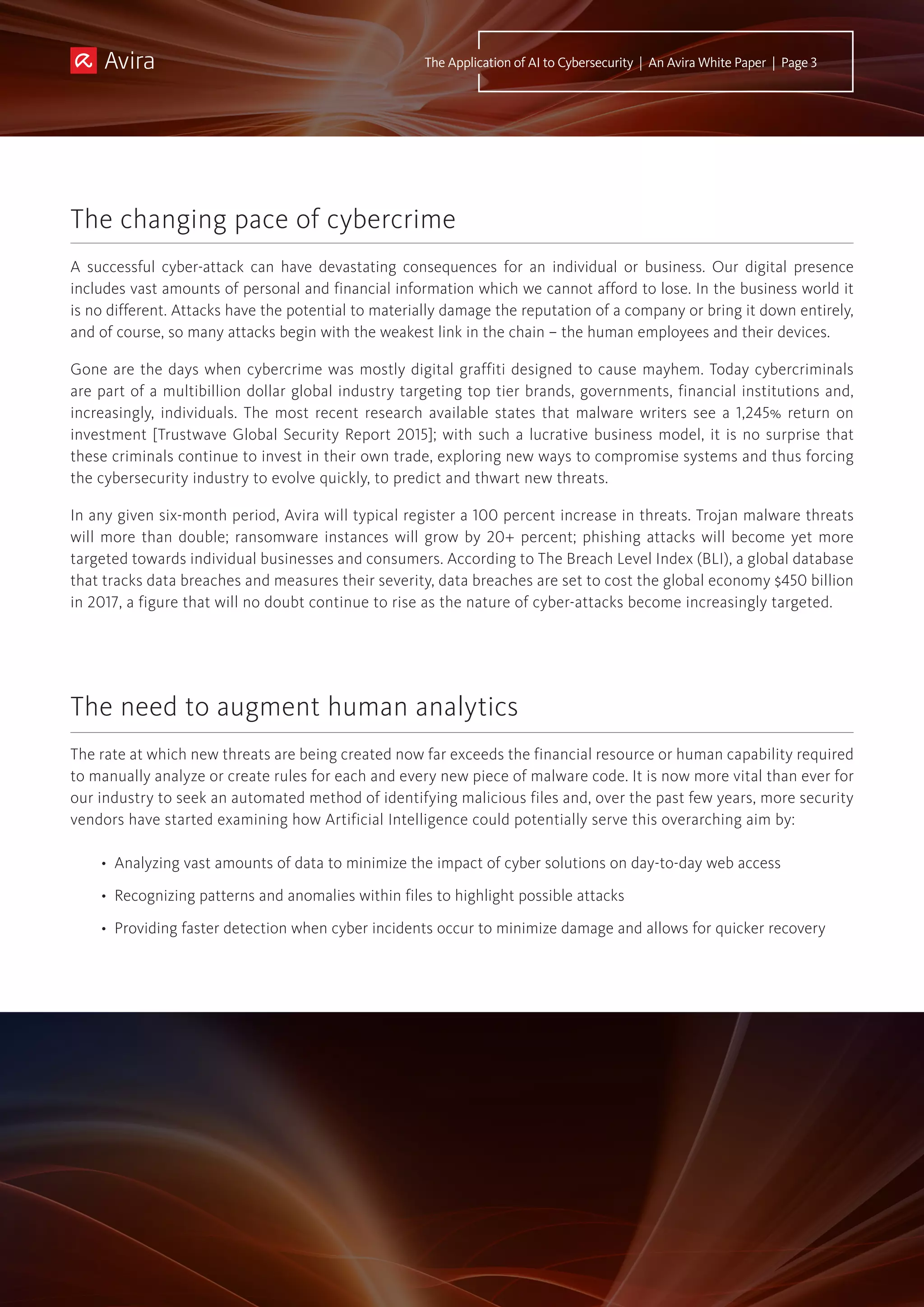 Whitepaper Avira about Artificial Intelligence to cyber security | PDF