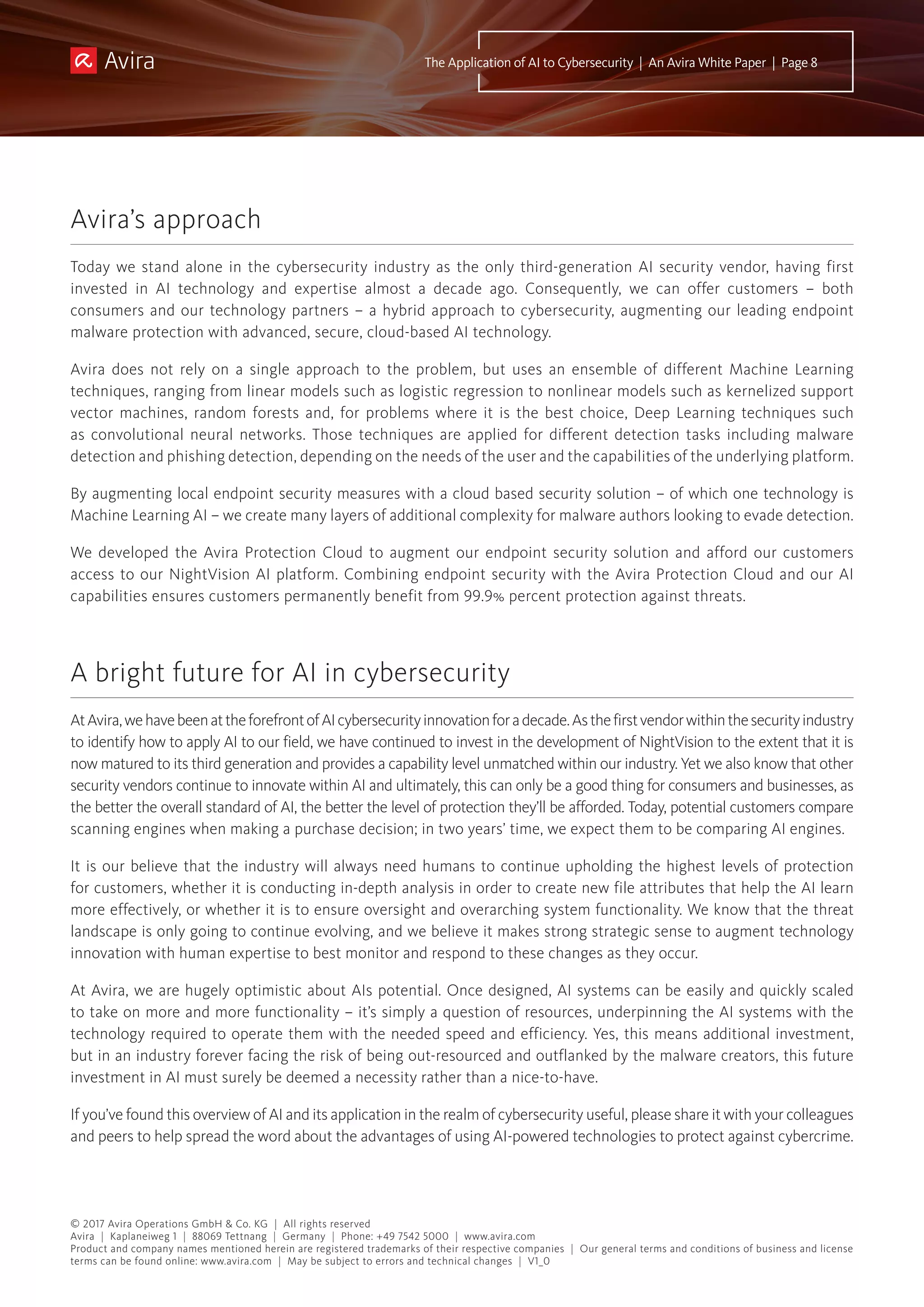 Whitepaper Avira about Artificial Intelligence to cyber security | PDF