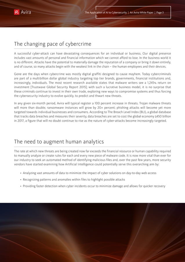 Whitepaper Avira about Artificial Intelligence to cyber security | PDF