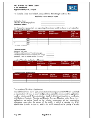 Wide Area Network (WAN) Bandwidth / Application Impact Analysis | DOC
