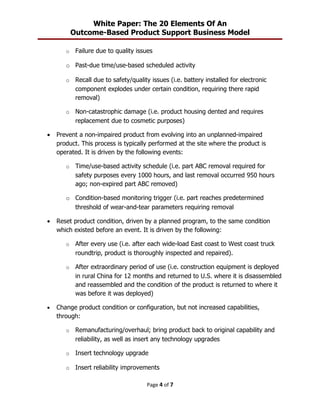 20 Points of an Outcome Based Product Support Business Model ...