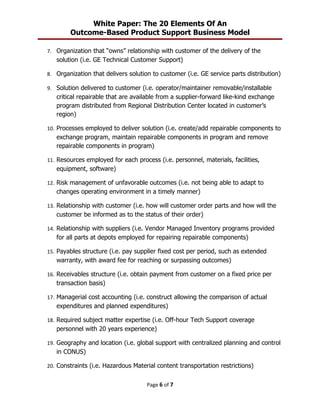 20 Points of an Outcome Based Product Support Business Model ...