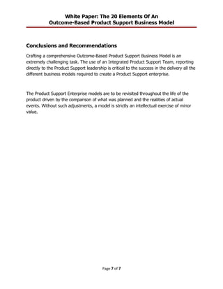 20 Points of an Outcome Based Product Support Business Model ...