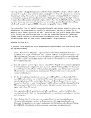 11i to r12 Decision - Upgrade or Reimplement | PDF
