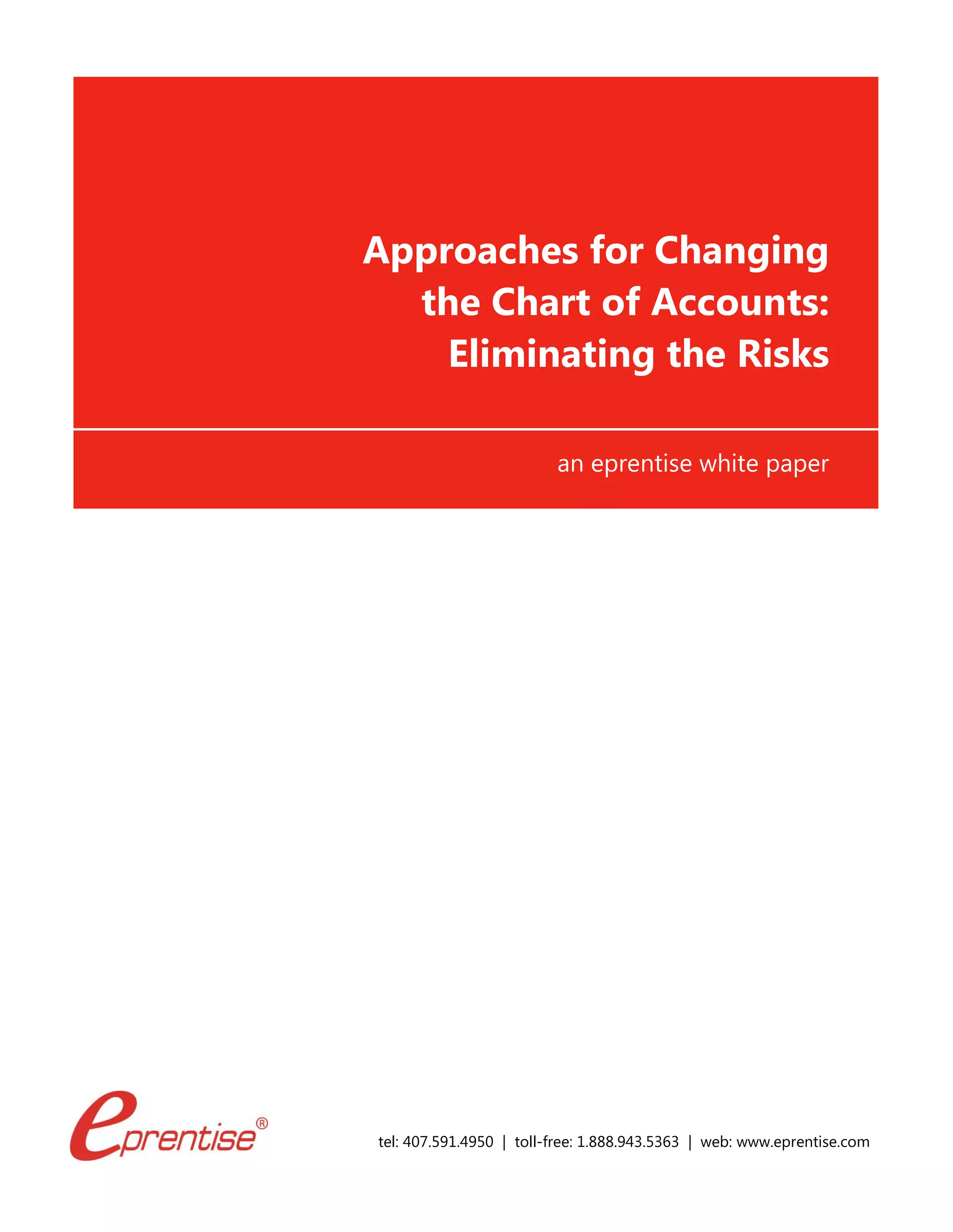 Approaches for Changing the Chart of Accounts - Eliminating the Risk | PDF