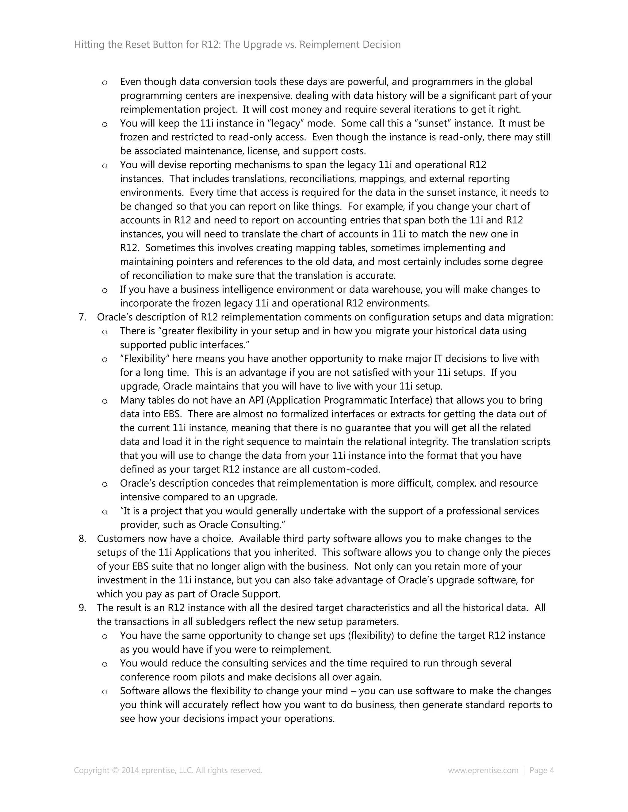 Hitting the Reset Button for R12 - The Upgrade vs Reimplement Decision | PDF