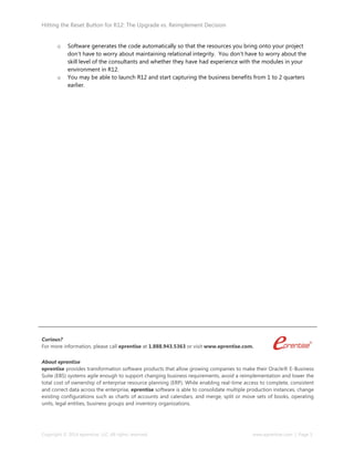 Hitting the Reset Button for R12 - The Upgrade vs Reimplement Decision | PDF