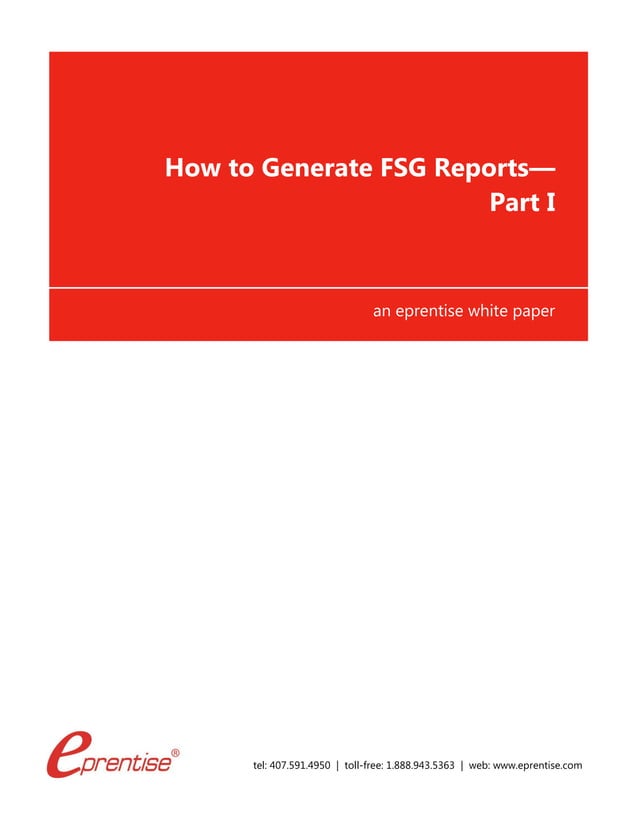 How to Generate FSG Reports - Part I | PDF