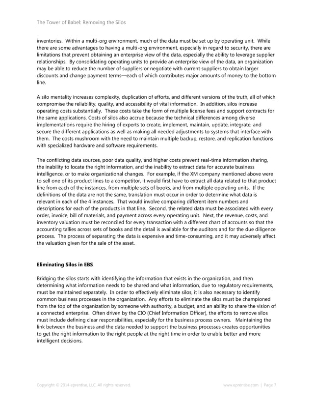 The Tower of Babel: Removing the Silos | PDF | Business Accounting ...