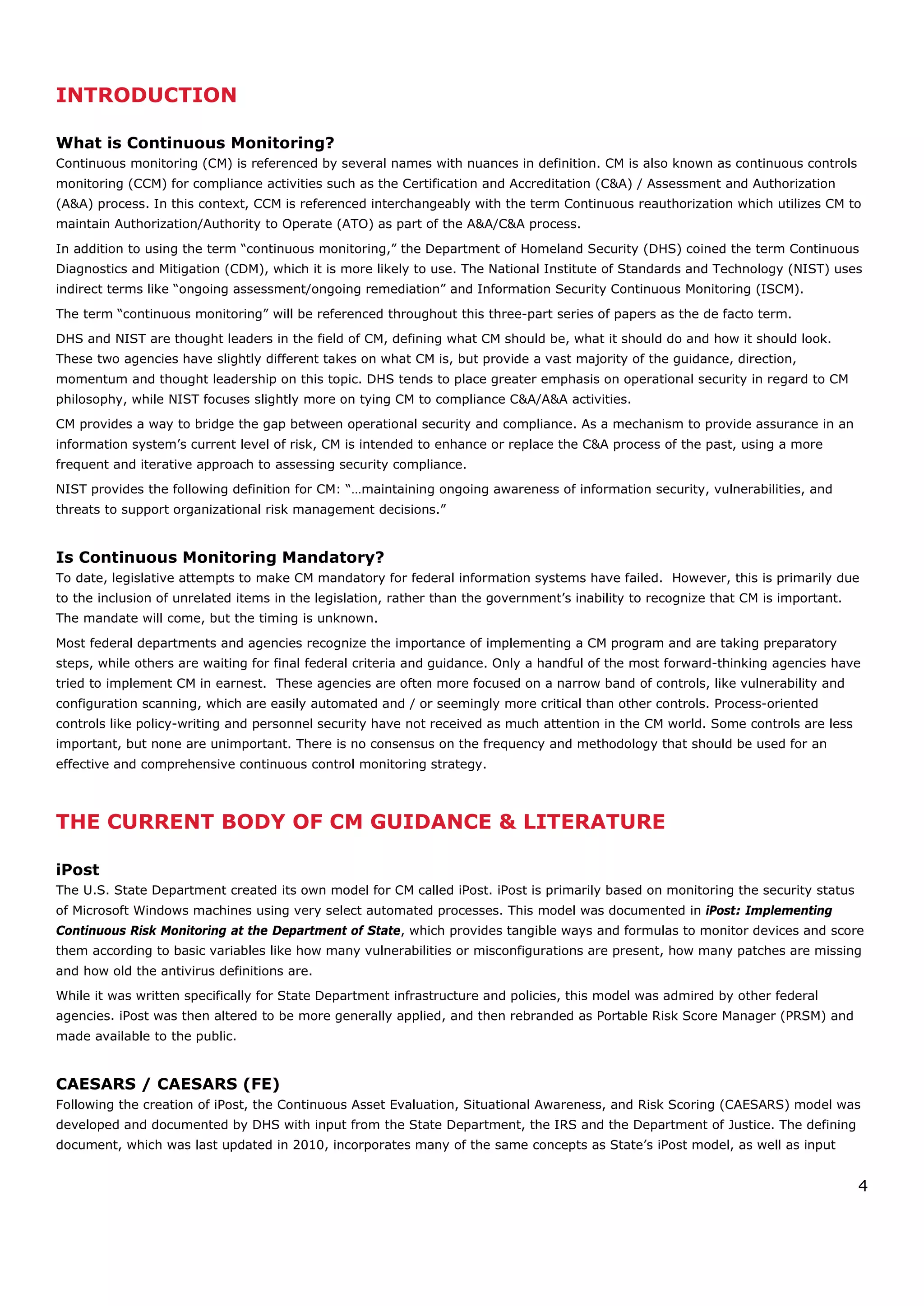 Continuous Monitoring: Introduction & Considerations – Part 1 of 3 | PDF