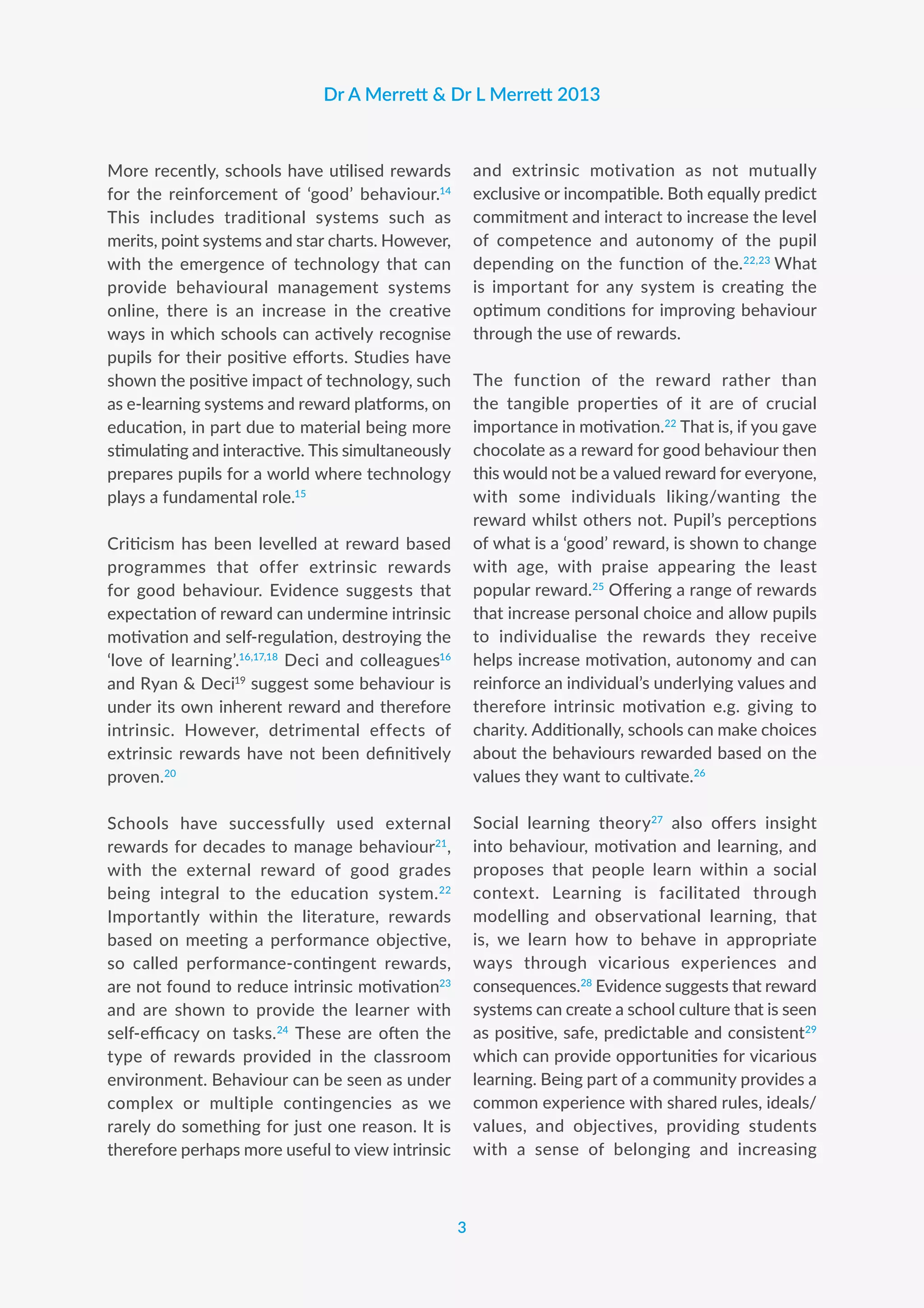 The Use of Reward Systems to Improve Behaviour and Attainment in ...