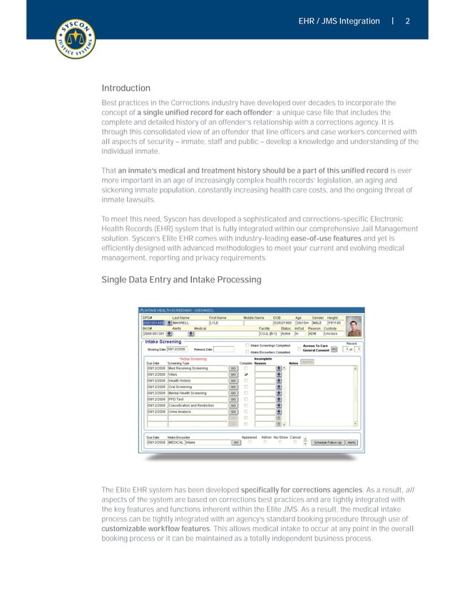 Electronic Health Records Integration with Corrections Case Management ...