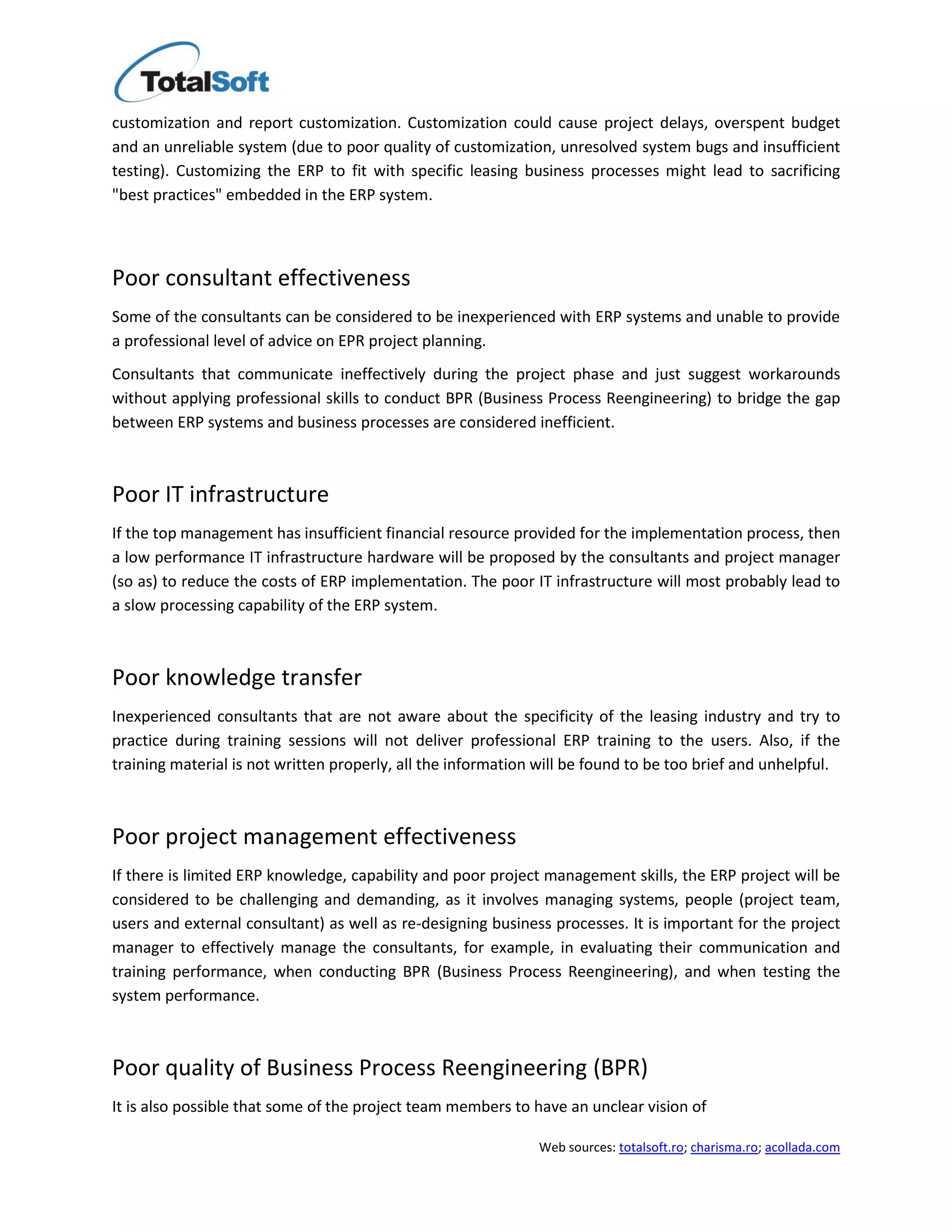 ERP implementation leasing issues | PDF