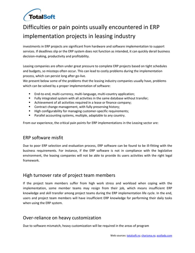 ERP implementation leasing issues | PDF