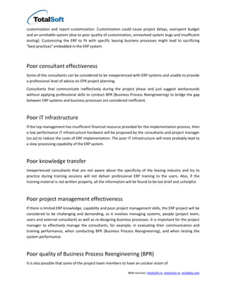 ERP implementation leasing issues | PDF