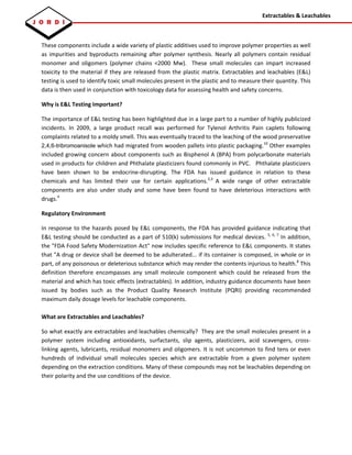 Extractables & Leachables White Paper | PDF | Chemistry | Science