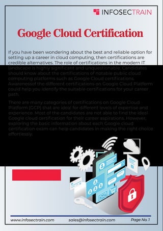 Google Cloud Certifications @ Infosectrain | PDF | Web Development | Internet