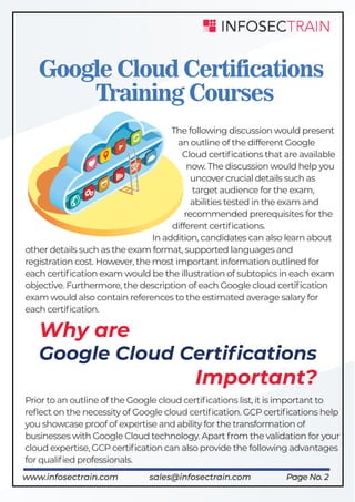 Google Cloud Certifications @ Infosectrain | PDF | Web Development | Internet