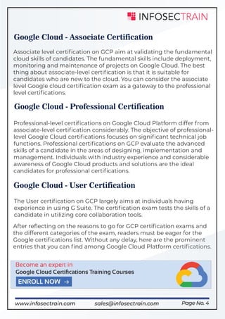 Google Cloud Certifications @ Infosectrain | PDF