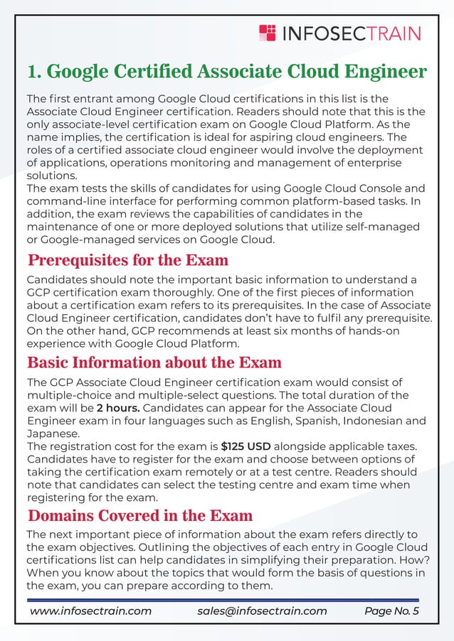 Google Cloud Certifications @ Infosectrain | PDF | Web Development | Internet
