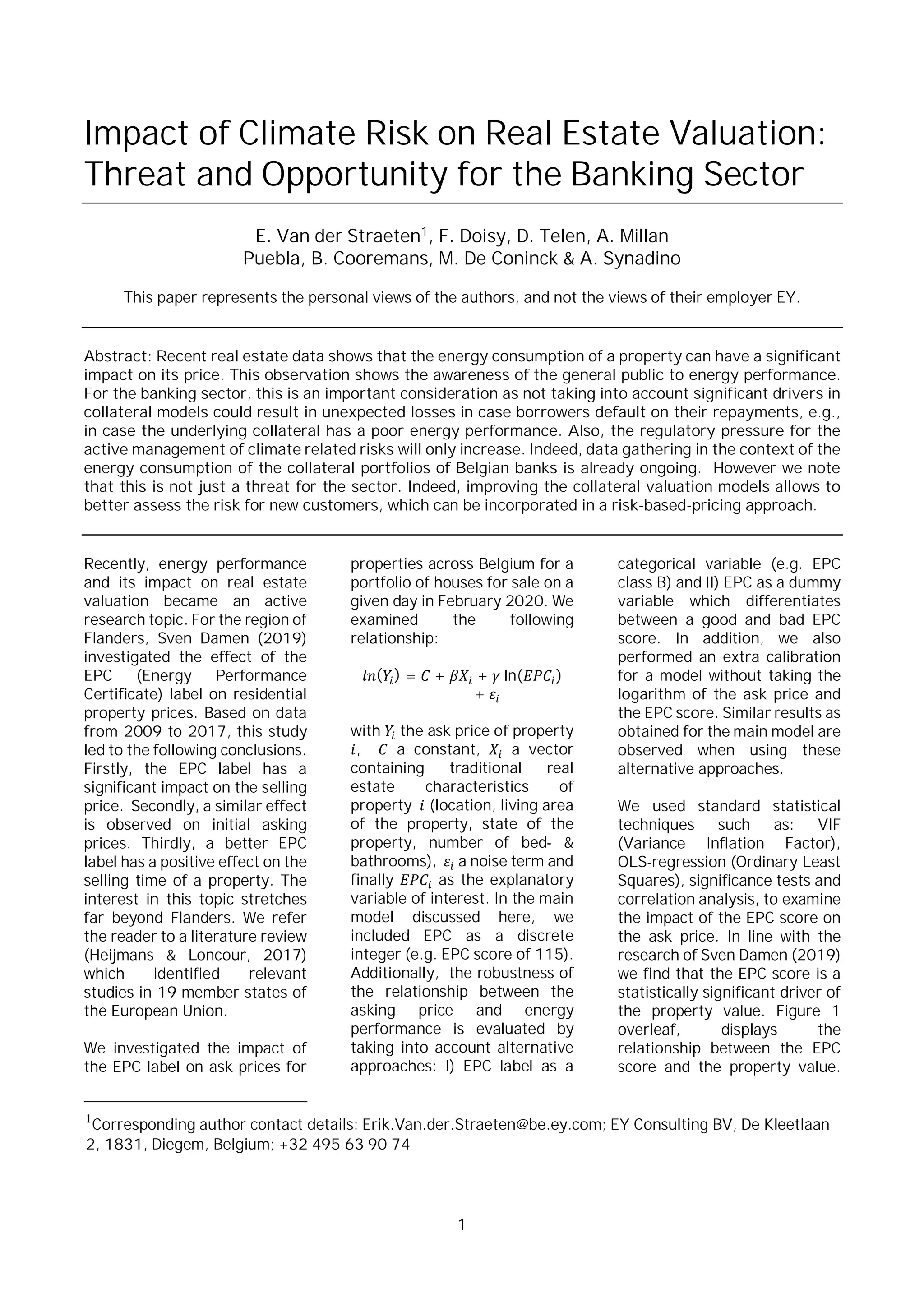 Impact of Climate Risk on Real Estate Valuation: Threat and Opportunity ...