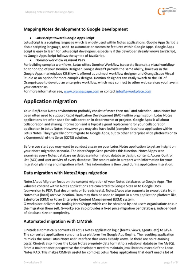 White paper Lotus to Google: feature mapping | PDF | Desktop Publishing ...