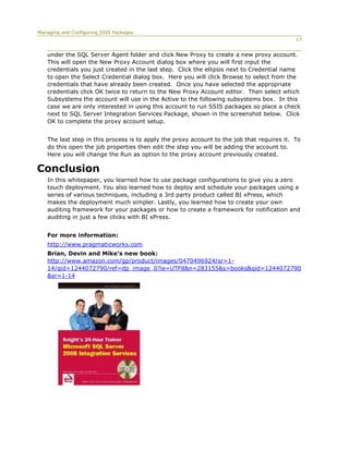 Whitepaper Managing & Configuring SSIS Packages | PDF