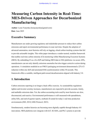 White Paper_ Measuring Carbon Intensity in Real-Time: MES-Driven Approaches for Decarbonized ...